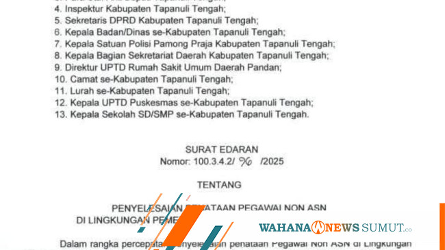 Pemkab Tapteng Terbitkan Surat Edaran untuk Penataan Pegawai Non-ASN - Wahana News Sumut
